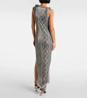 Coperni Snake-effect Asymmetrical Maxi Dress