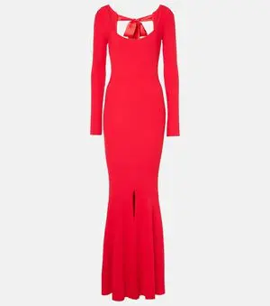 David Koma Open-back Ribbed-knit Gown