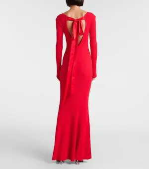 David Koma Open-back Ribbed-knit Gown