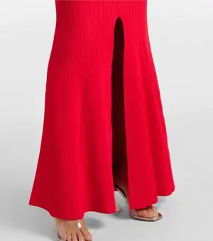 David Koma Open-back Ribbed-knit Gown