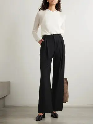 LIBEROWE Annie Pleated Wool Wide-leg Trousers