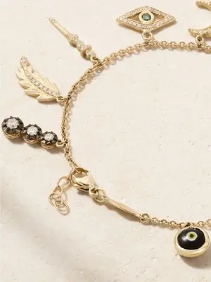 Jacquie Aiche 14 Karat Multi-stone Charm Bracelet