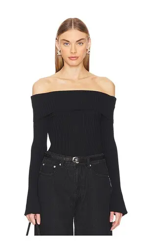 MORE TO COME Candace Off Shoulder Sweater - Black