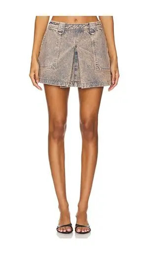 GRLFRND Pleated Mini Skirt - Brown
