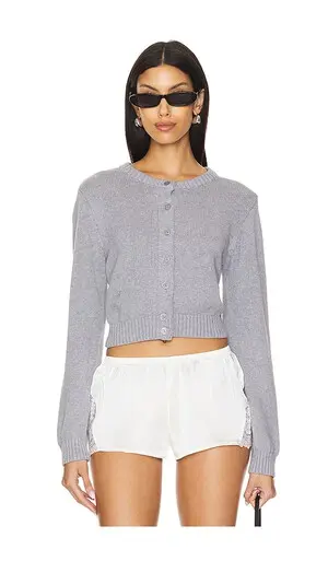 Frankies Bikinis Cotton Knit Cardigan - Grey