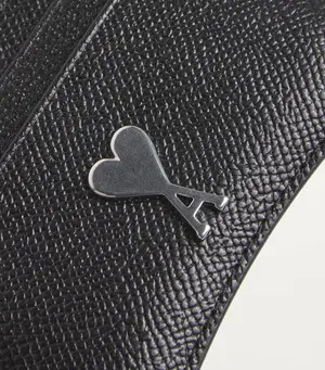 AMI Paris Grained Leather Paris Card Holder