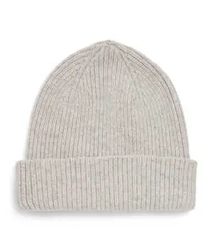 LE BONNET Ribbed Classic Beanie - Silver