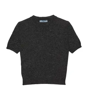 Prada Cashmere Short-sleeve Sweater - Grey