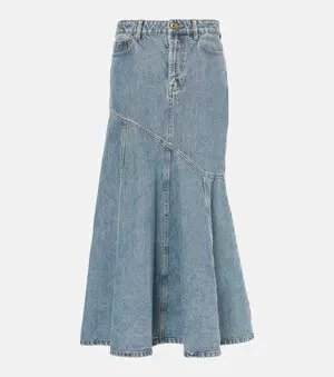 Zimmermann Illustration Denim Midi Skirt - Blue