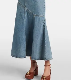 Zimmermann Illustration Denim Midi Skirt