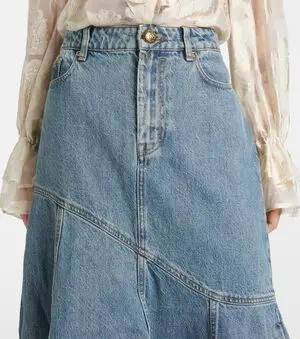 Zimmermann Illustration Denim Midi Skirt