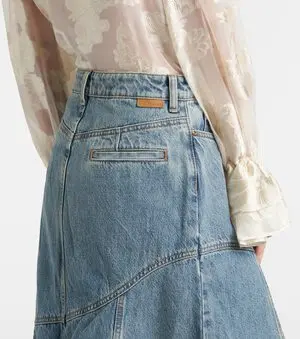 Zimmermann Illustration Denim Midi Skirt