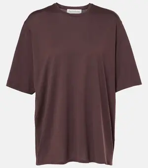 THE FRANKIE SHOP Harper Cotton Jersey T-Shirt Brown