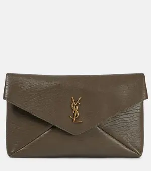 Saint Laurent Saint Laurent Cassandre Large Leather Clutch Green
