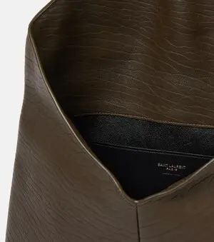 Saint Laurent Cassandre Large Leather Clutch - Green