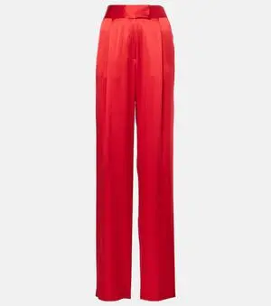 THE SEI High-rise Silk Satin Wide-leg Trousers - Red