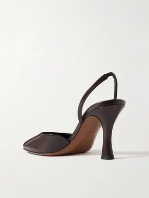 NEOUS Glossed-leather Slingback Pumps - Brown