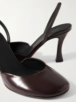 NEOUS Glossed-leather Slingback Pumps - Brown