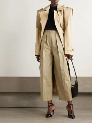 Balmain Pleated Cotton-poplin Wide-leg Trousers