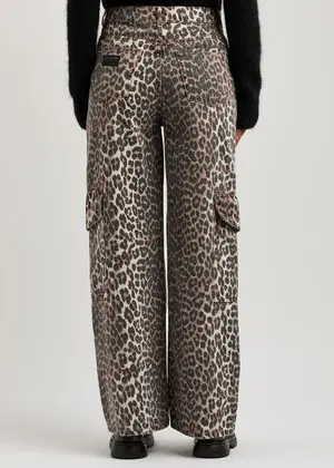 GANNI Printed Straight-leg Cargo Jeans - Brown/black