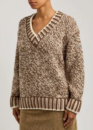Moncler Ribbed V-neck Jumper