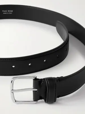 THE ROW Leather Belt With Silver Buckle - Black