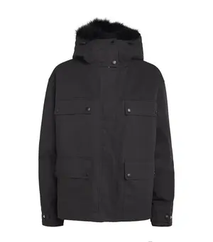 YVES SALOMON Rabbit Fur-lined Parka With Fox Fur Trim - Black