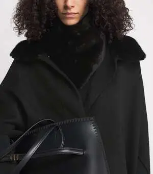 YVES SALOMON Wool-cashmere Fox Trim Cape Coat