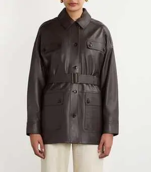 YVES SALOMON Nappa Lambskin Belted Safari Jacket - Beige