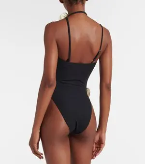 SAME Floral Appliqué Swimsuit - Black