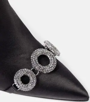 Manolo Blahnik Embellished Satin Ankle Boots