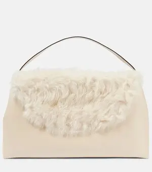 TOTEME T-lock Large Shearling-trimmed Shoulder Bag