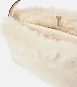 TOTEME T-lock Large Shearling-trimmed Shoulder Bag