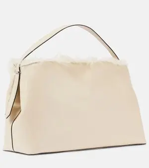TOTEME T-lock Large Shearling-trimmed Shoulder Bag