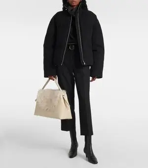 TOTEME T-lock Large Shearling-trimmed Shoulder Bag