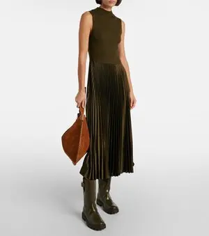 Polo Ralph Lauren Knitted Plissé Midi Dress