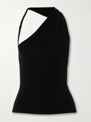 COURREGES Asymmetric Cutout Stretch-crepe Tank - Black