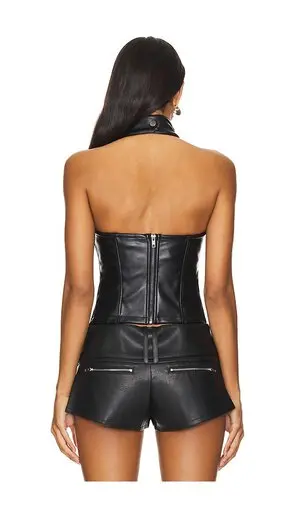 NIIHAI The Mila Faux Leather Top - Black