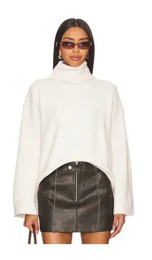 ALL THE WAYS Riley" Ribbed Trim Turtleneck Sweater - Beige