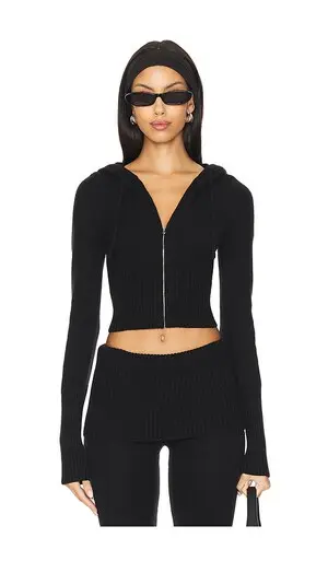 Frankies Bikinis Aimee Cloud Knit Hoodie - Black