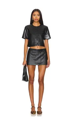 Amanda Uprichard Braswell Faux Leather Top - Black