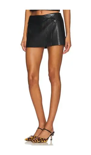 Amanda Uprichard Mila Faux Leather Skort - Black