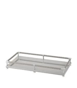 RIVIERE Leather-trim Lacquered Tray - Grey