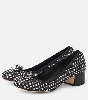 Rene Caovilla Crystal-embellished Leather Pumps