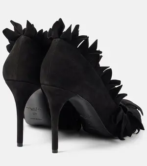 Alaïa Petal Ruffled Suede Pumps