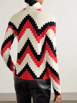 Perfect Moment Intarsia Merino Wool Turtleneck Sweater