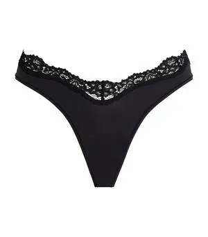 SKIMS Lace-trim Fits Everybody Dipped Thong - Black