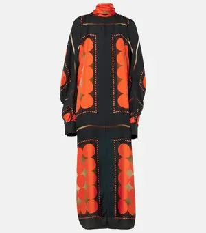Khaite Lexi Printed Satin Maxi Dress
