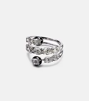 KAMYEN 18kt White Gold And Enamel Ring With Diamonds - Silver