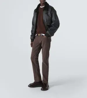 FRAME Mid-rise Slim Twill Pants - Brown